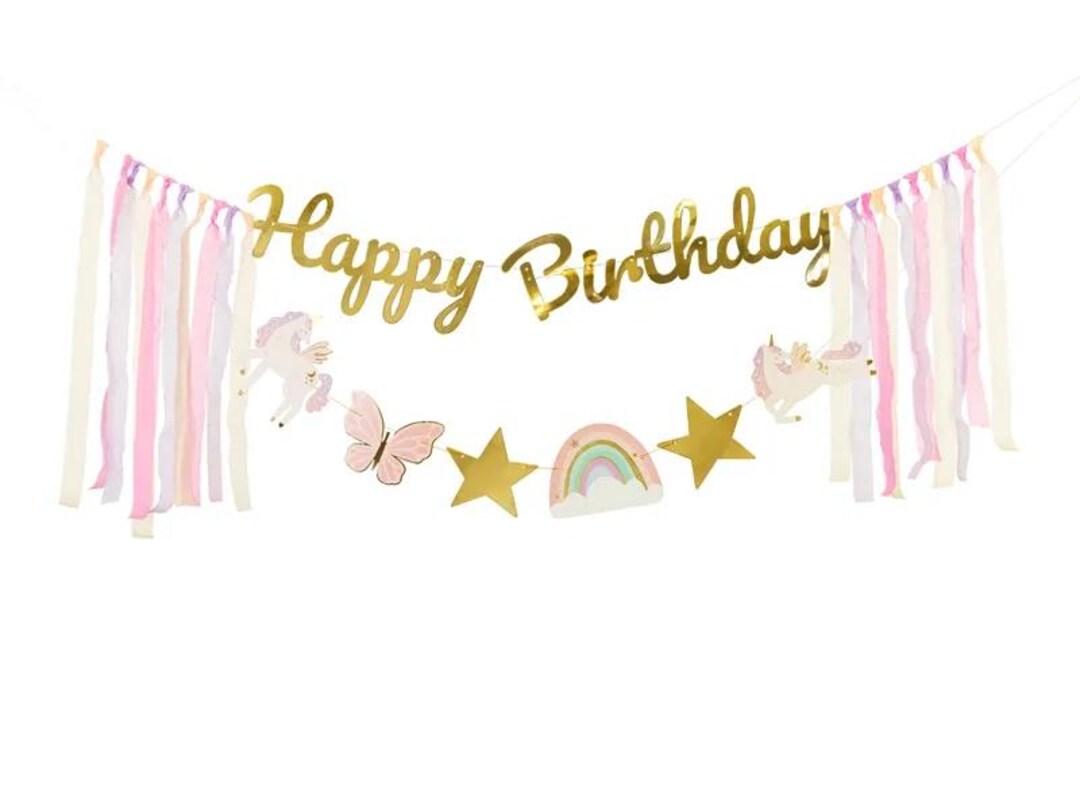 Unicorns Happy Birthday Bunting, Princess Birthday Banner, Girls First ...
