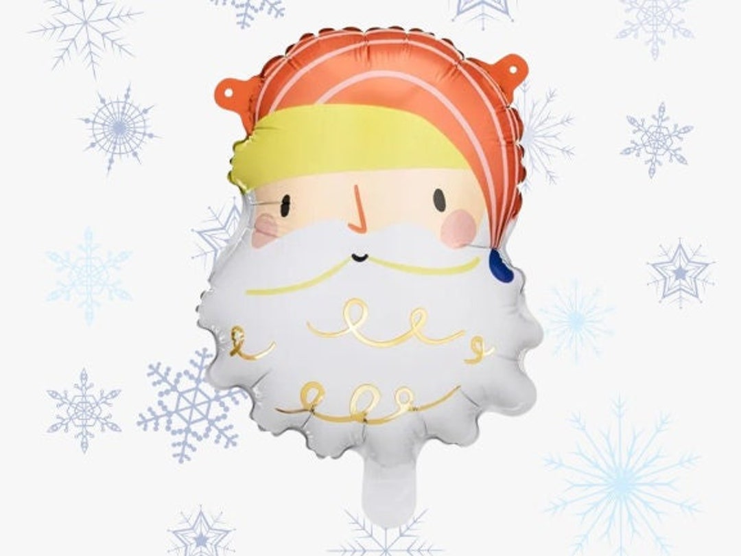 Set of 5 Small Santa Head Balloons, 26cm/10in, Small Christmas Balloons ...