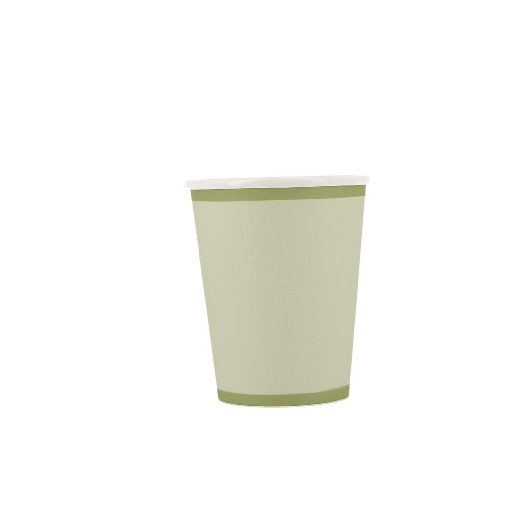 6 Sage Green Paper Cups, Hold up to 255ml, Sage Green Cups, Green Paper ...