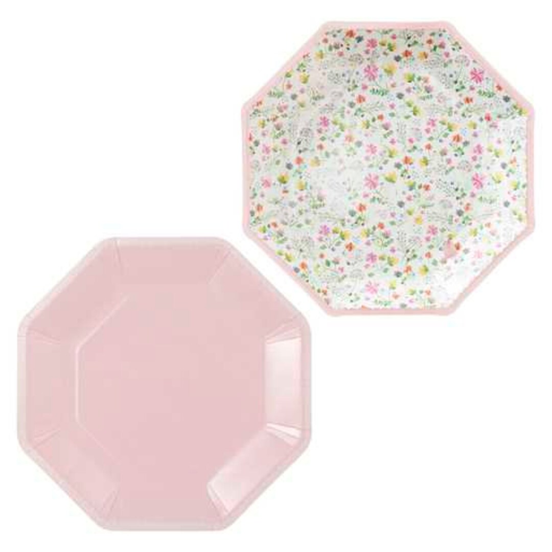 8 Stunning Floral Paper Plates, Pink Flower Plates, Tea Party Plates ...