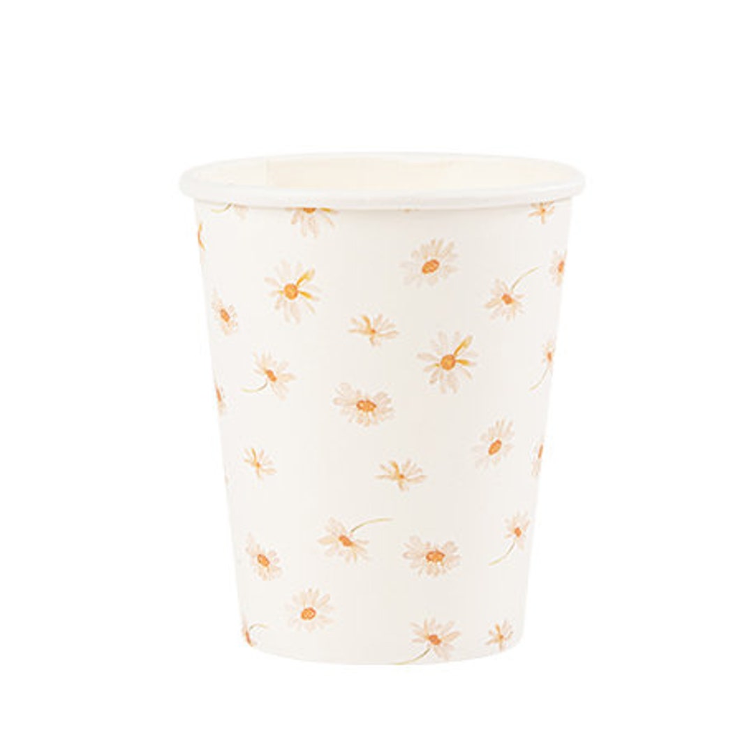 8 Floral Daisies Paper Cups, Floral Paper Cups, Floral Tableware ...