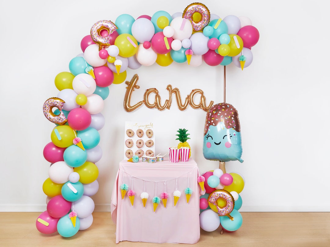 DIY Candy Balloon Arch With Sprinkles, Donut Balloon Arch, Ice Cream ...