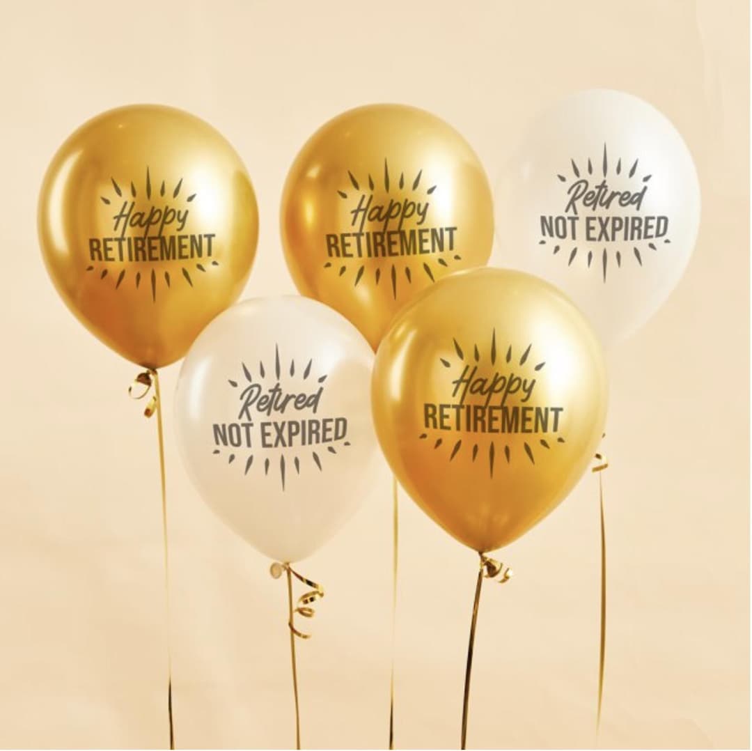 5 Happy Retirement 12" Latex Balloons, Retirement Party, Retirement ...