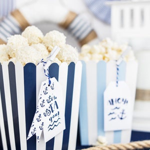 Blue Popcorn Boxes - Striped Popcorn Boxes - Blue Striped Popcorn Boxes ...