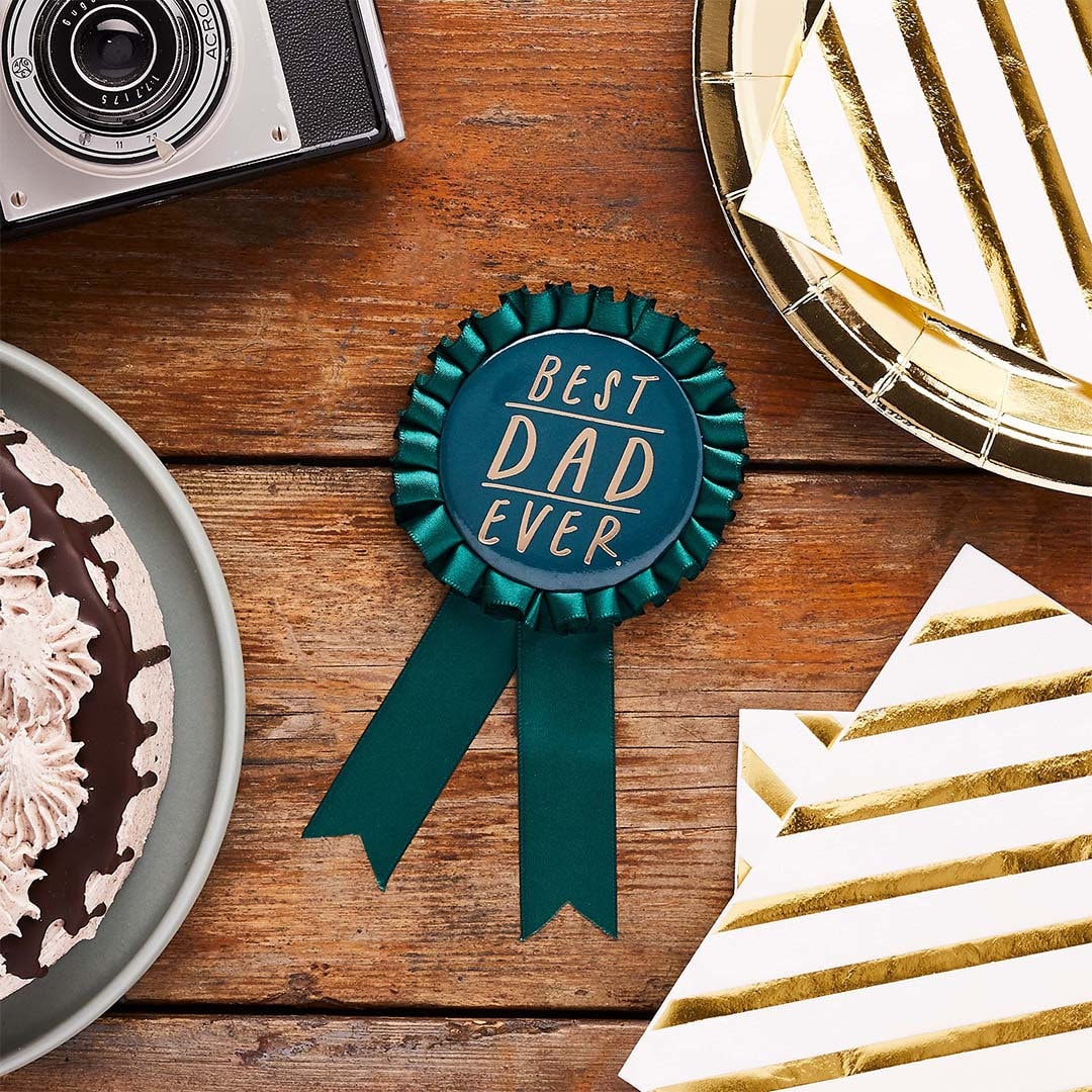 Best Dad Ever Teal Blue Ribbon Badge, Father's Day, Celebration, Best ...