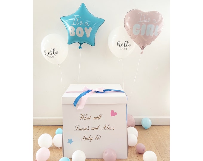 Gender Reveal Gift Box, Gender Reveal for Baby Boy, Baby Boy Gender ...