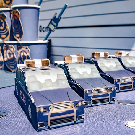 Police Car Treat Boxes, DIY, Set of 8, Police Car Gift Boxes, Blue and ...