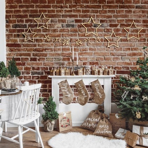 2 Metal Hanging Gold Stars, Golden Hanging Stars, Christmas Star ...