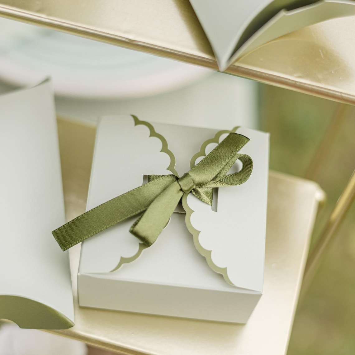 10 Scallopped Sage Green Treat Boxes, Green Thank You Boxes, Green ...