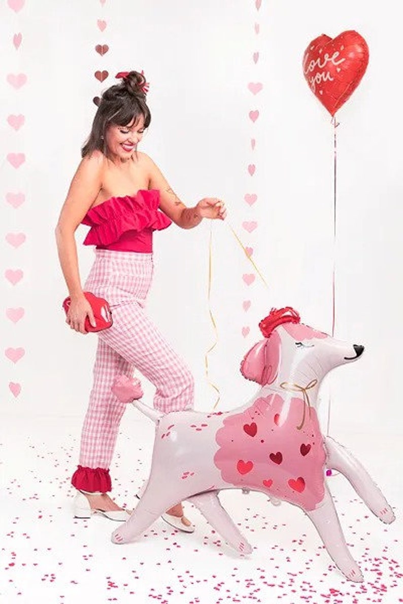 Adorable Poodle Balloon, Poodle Heart Balloon With French Beret, Big ...