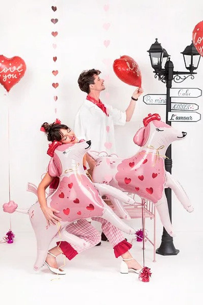 Adorable Poodle Balloon, Poodle Heart Balloon With French Beret, Big ...