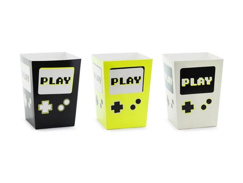 Video Game Popcorn Boxes, Set of 6, Gamer Party Boxes, Video Game Party ...