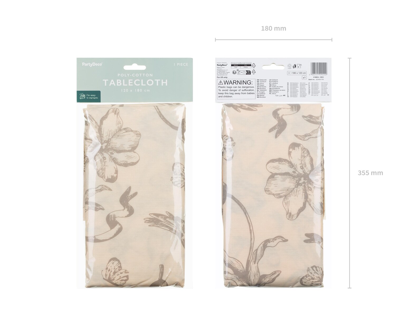 Stunning Disposable Floral Table Cover, 180x120cm, Cream Vintage Table ...
