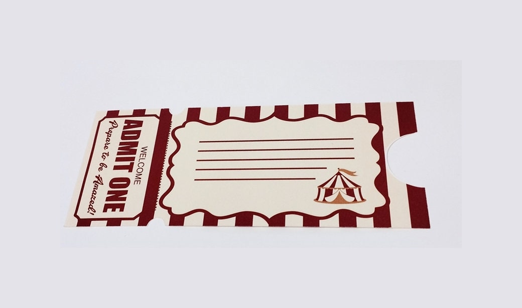 Circus Themed Entry Ticket Circus Themed Invitation Paper - Etsy