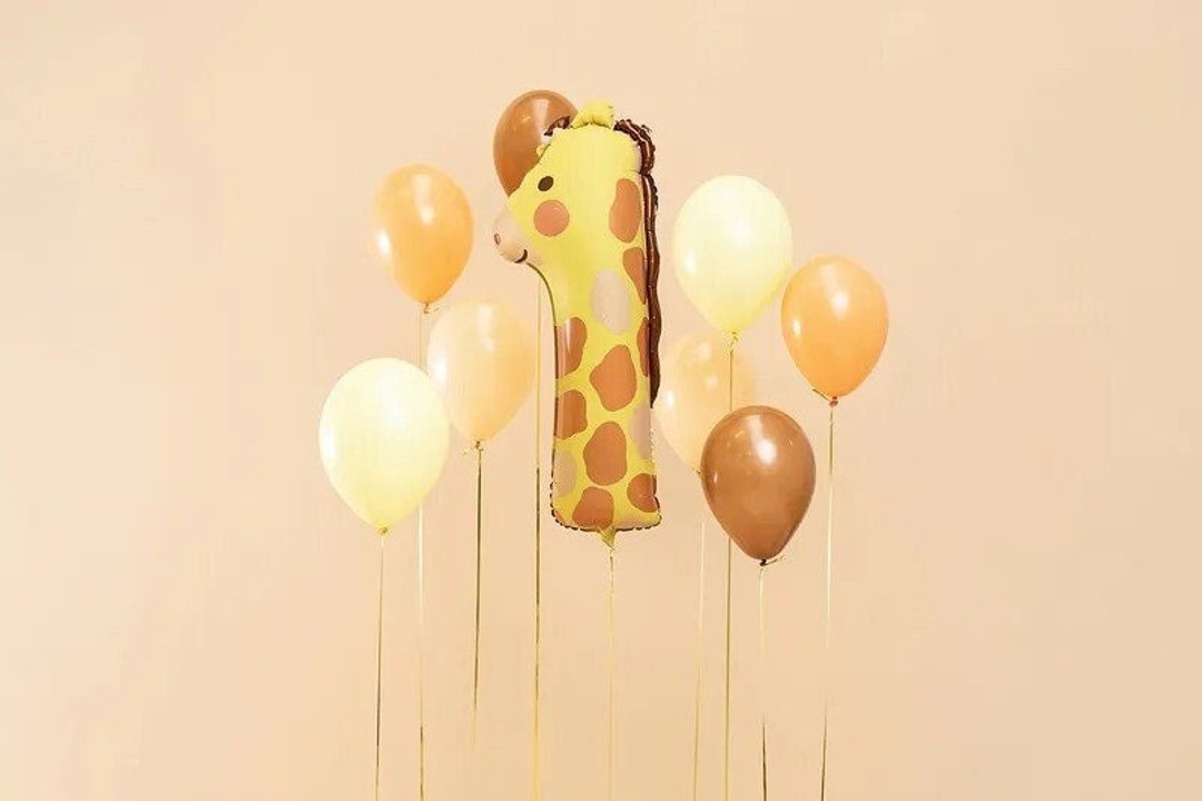 Giraffe Number 1 Balloon - 32in - Safari Animal Number Balloon - Large ...