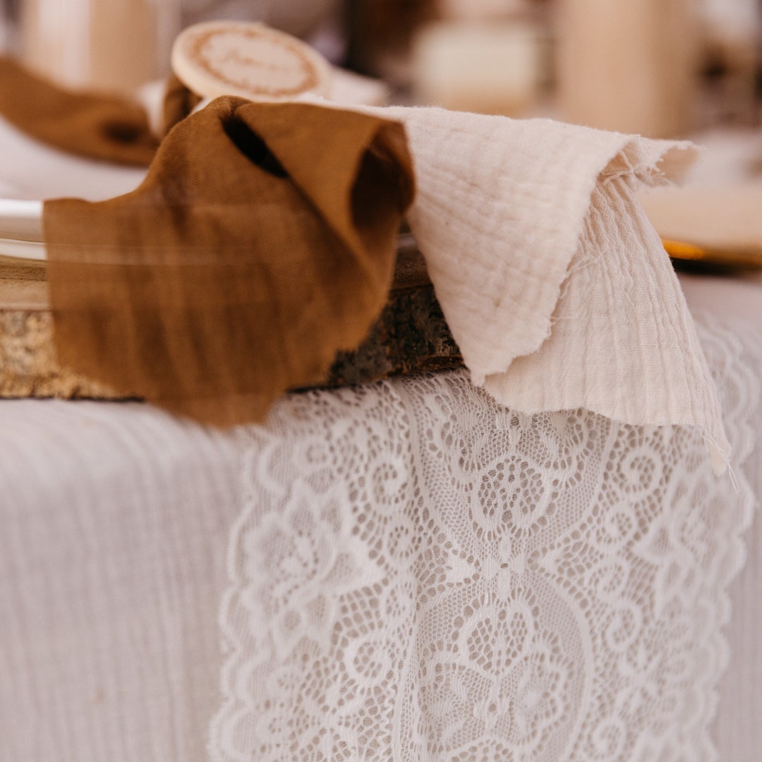 Floral Lace Table Runner, 3m, Lace Table Runner, Ivory Table Runner ...
