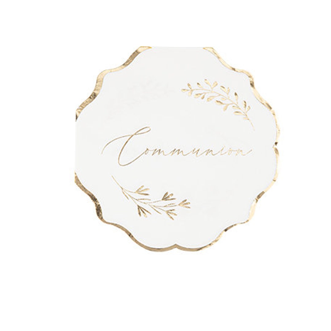 16 Communion Napkins, Holy Communion Napkins, White & Gold Napkins ...