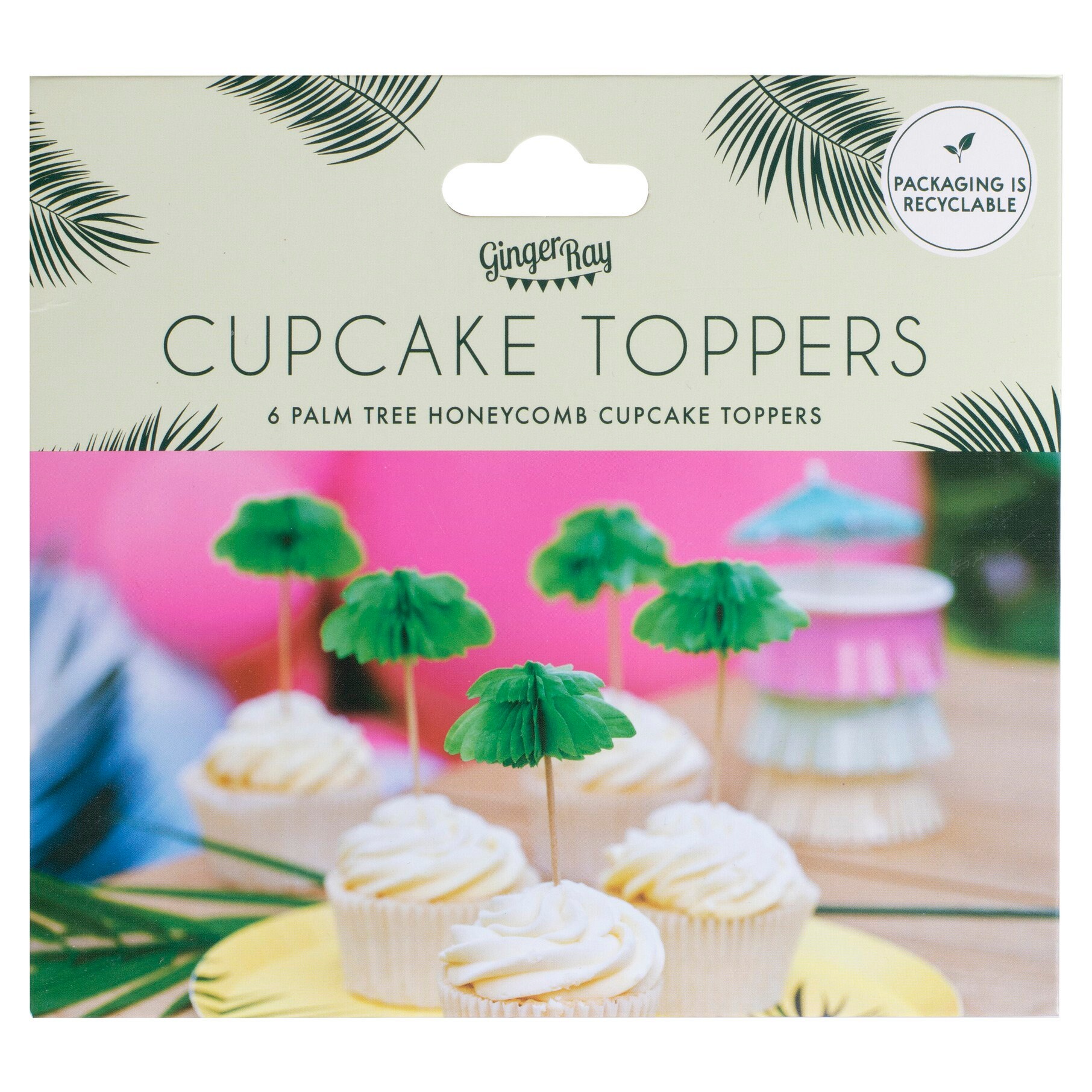 Hawaiian Honeycomb Palm Trees Cupcake Toppers, Cake Decorations, Food ...