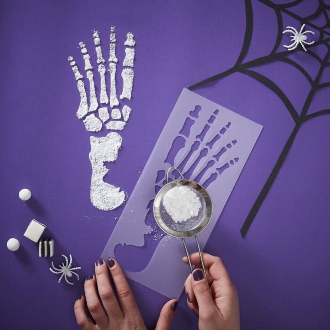 Creepy Halloween Skeleton Feet Stencils, 2 Skeleton Stencils, Halloween ...