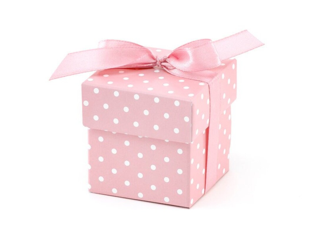 10 Baby Pink Ribbon Gift Boxes, Pink Favour Boxes, Thank You Boxes ...