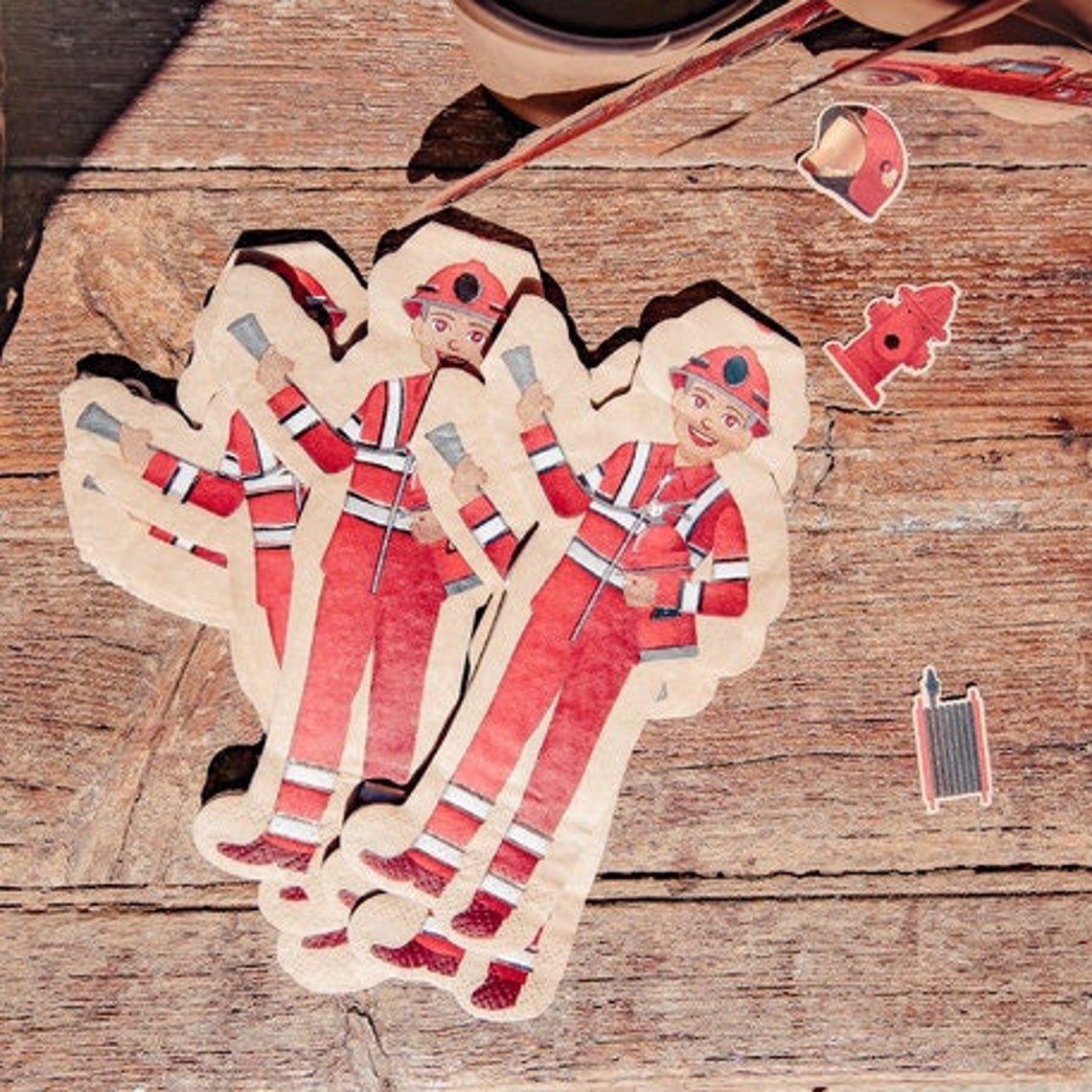 Vintage Fire Truck Kraft Napkins, Fire Engine Napkins, Fireman Napkins ...