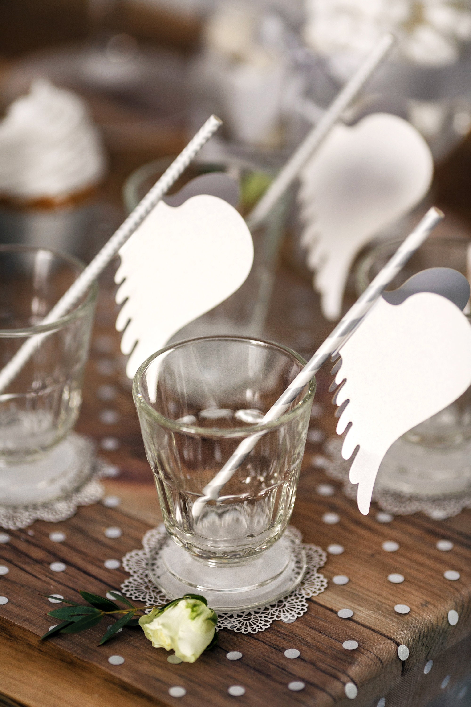 Pearl White Angel Wings Glass Markers - Set of 10 - High Quality White ...