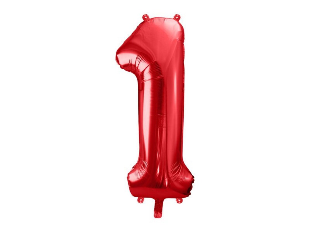 Jumbo Metallic Red Number 1 Balloon, Glossy Red Number 1 Balloon, 86cm ...