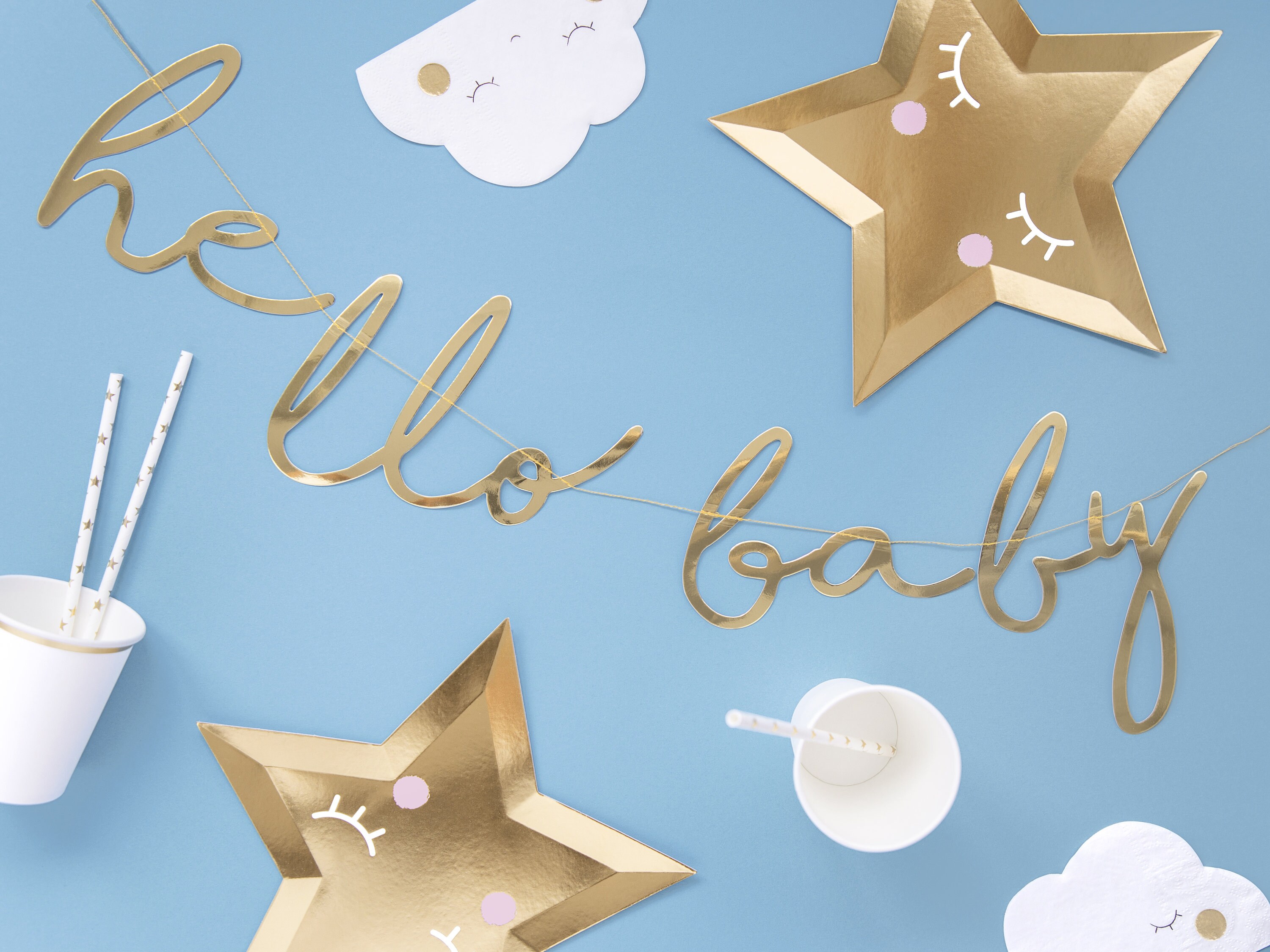 Hello Baby Banner Gold Baby Banner Baby Script Banner Gold - Etsy