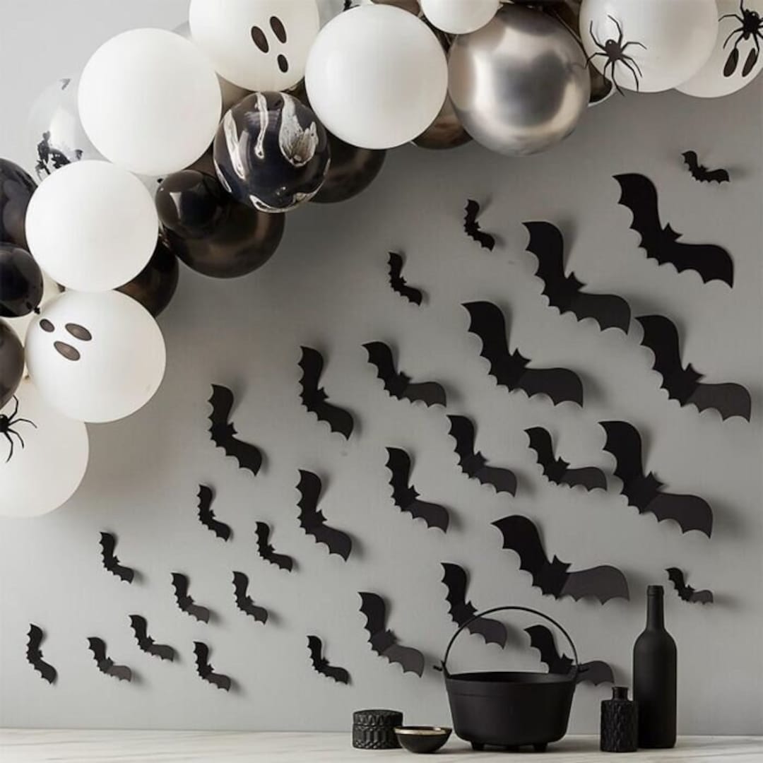 Awesome 3D Black Bats Wall Display, Halloween Wall Decor, Black Bats ...