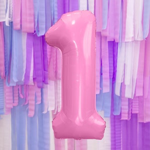 Giant Matte Pink Number Balloon - 34in - Pastel Pink Number Balloon ...
