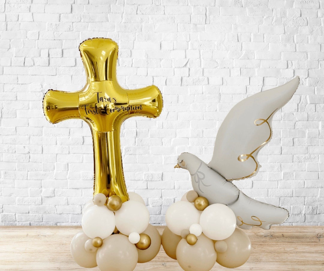 DIY Large 47" Dove and Holy Cross Balloon Stack, Communion Balloon ...