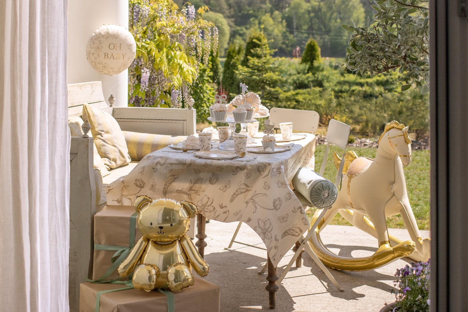 Stunning Disposable Floral Table Cover, 180x120cm, Cream Vintage Table ...