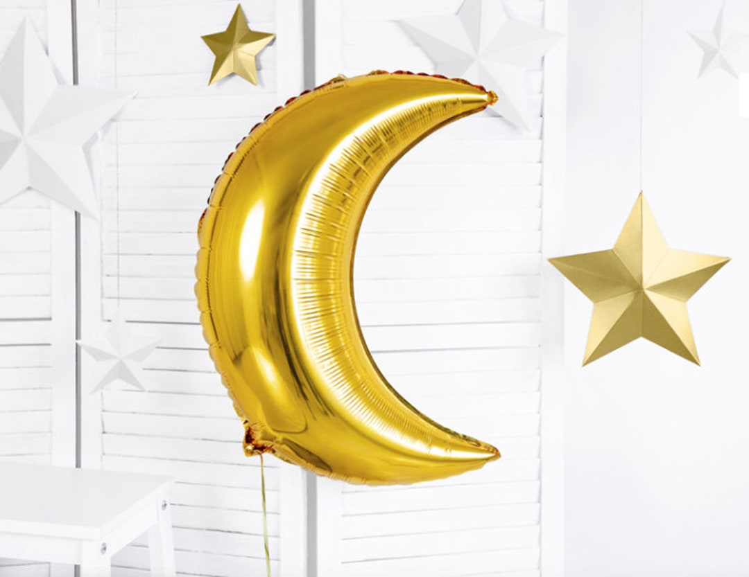 Jumbo Foil Balloon Moon, 60cm/24in, Metallic Gold, Moon Foil Balloon ...