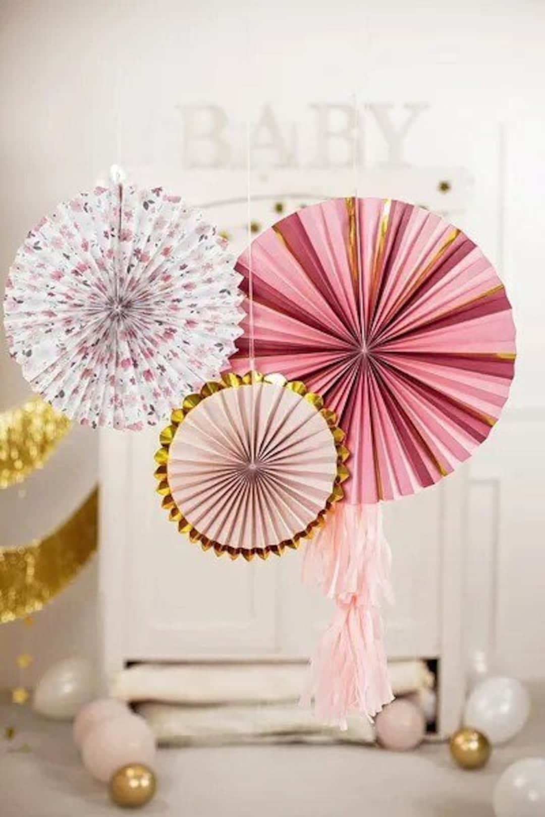 Pastel Pink and Floral Paper Fans, Afternoon Tea Party Fans, Party Wall ...