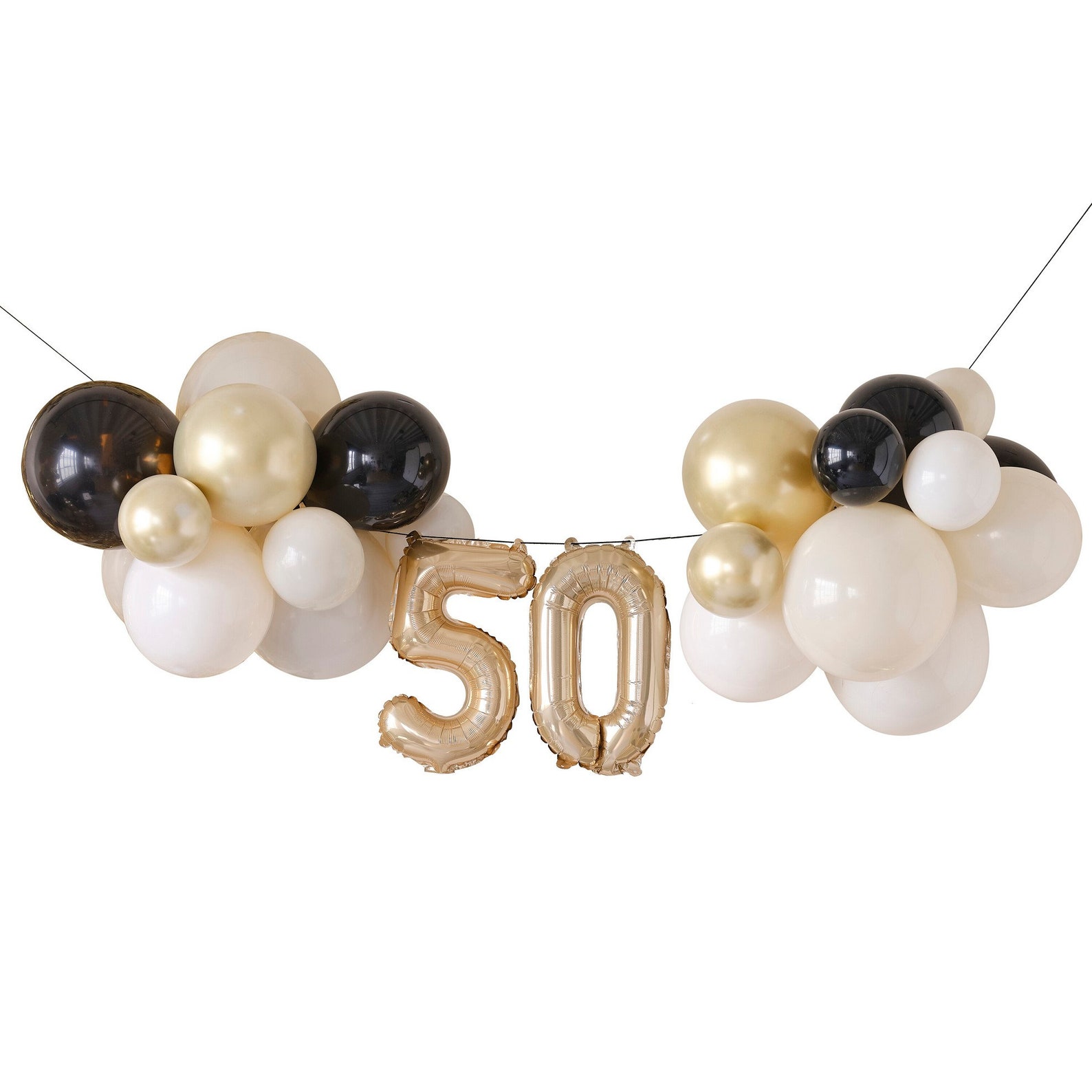 Champagne Gold 50th Birthday Milestone Balloon Bunting Decoration, 50th ...