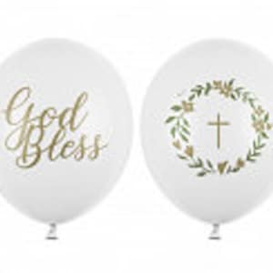 6 Mixed God Bless Balloon Set, High Quality, Communion Balloon, White ...
