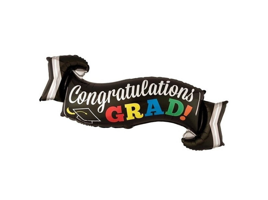 Congratulations Grad Supershape Banner Balloon, Grad Black Balloon ...