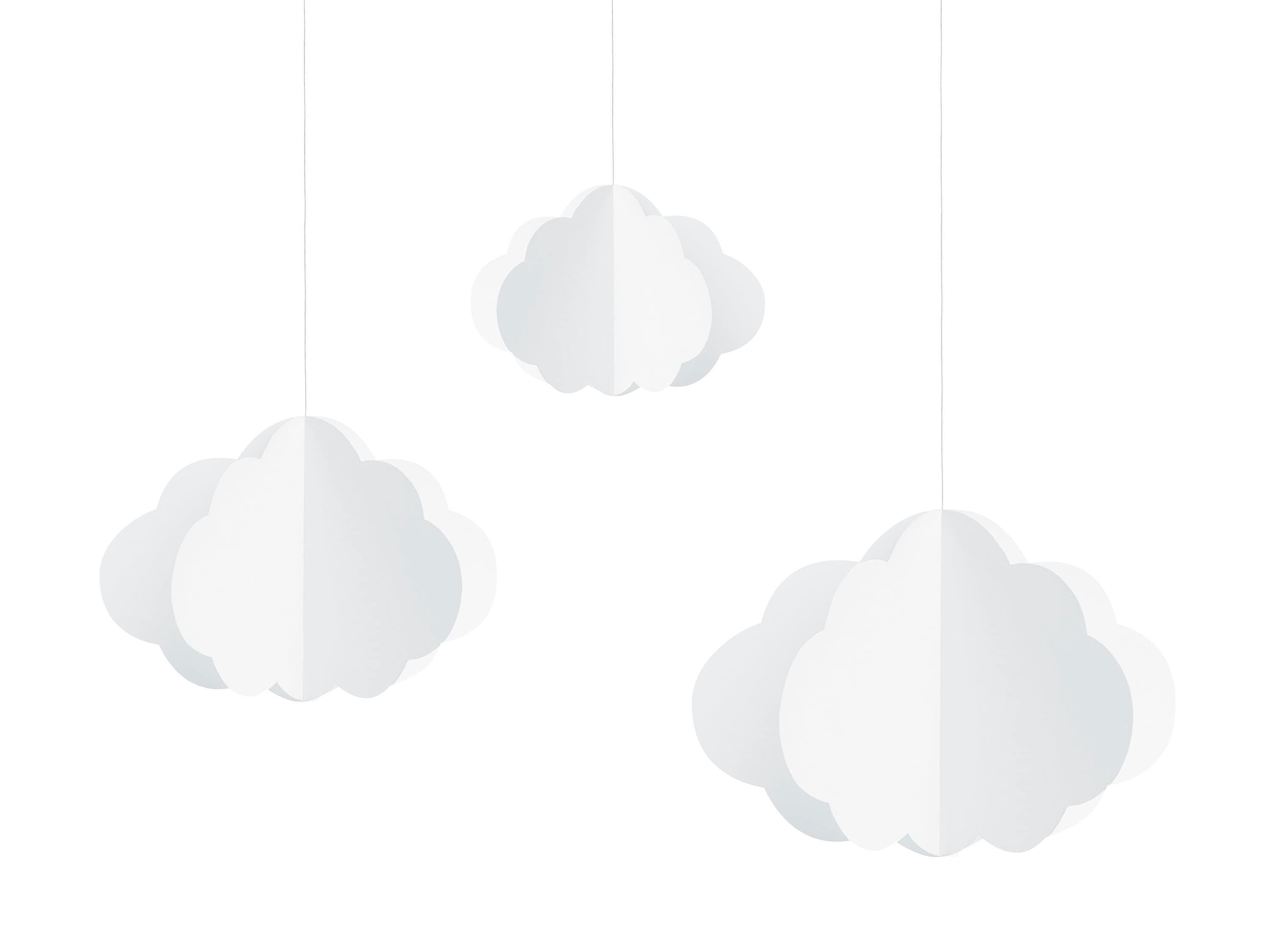 3 Hanging Clouds Decorations , 3D Mobile, Paper Clouds, Hanging Paper ...