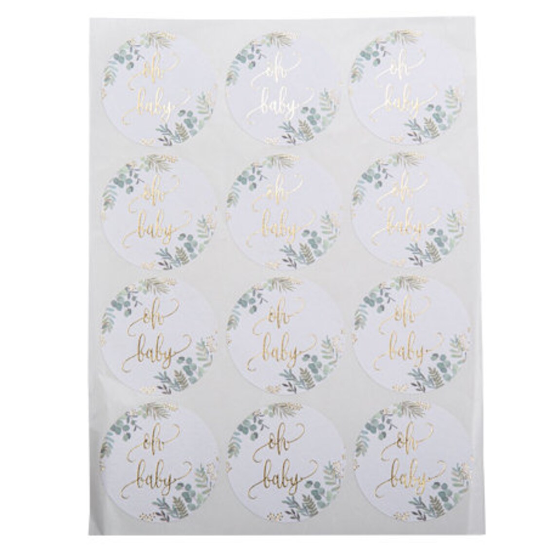 Oh Baby Stickers, Green and White 'oh Baby' Stickers, Botanical Baby ...