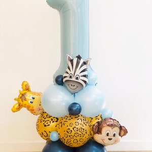 DIY Large 55" First Birthday Balloon Sculpture, Cute Safari Animal ...