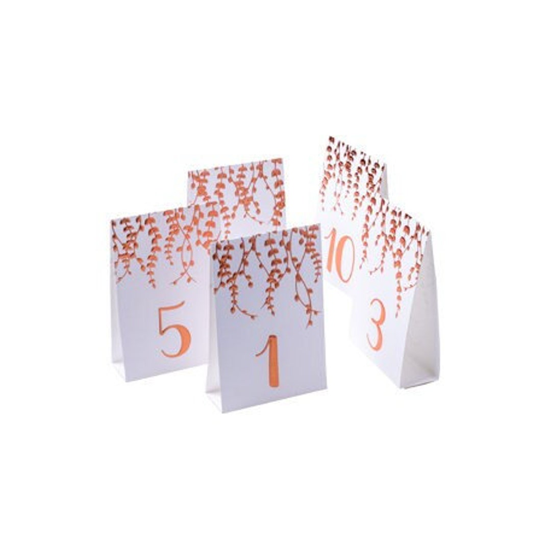 Luxurious Rose Gold Foiled Table Numbers, Set of 10, Botanical Wedding ...