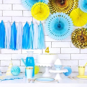 6 Pastel Blue Paper Cups - Pastel Paper Cups- Blue and Gold Edge ...