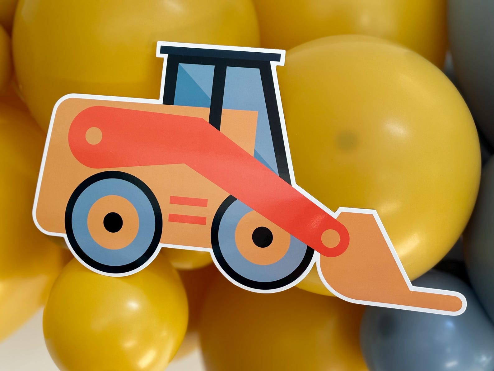 Construction Themed Balloon Arch With Cutouts, Pastel Coloured ...
