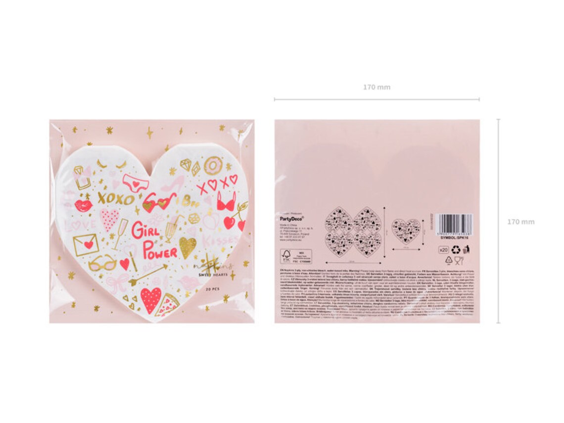 Stylish Heart Shaped Napkins, Girl Power Napkins, Girls Birthday ...