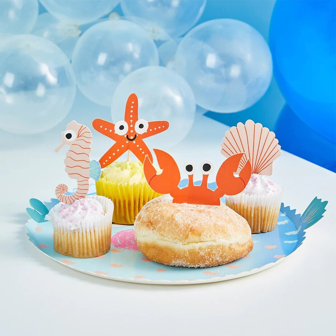 12 Sea Friends Food Picks, Cupcake Topper, Under the Sea Food Pick ...