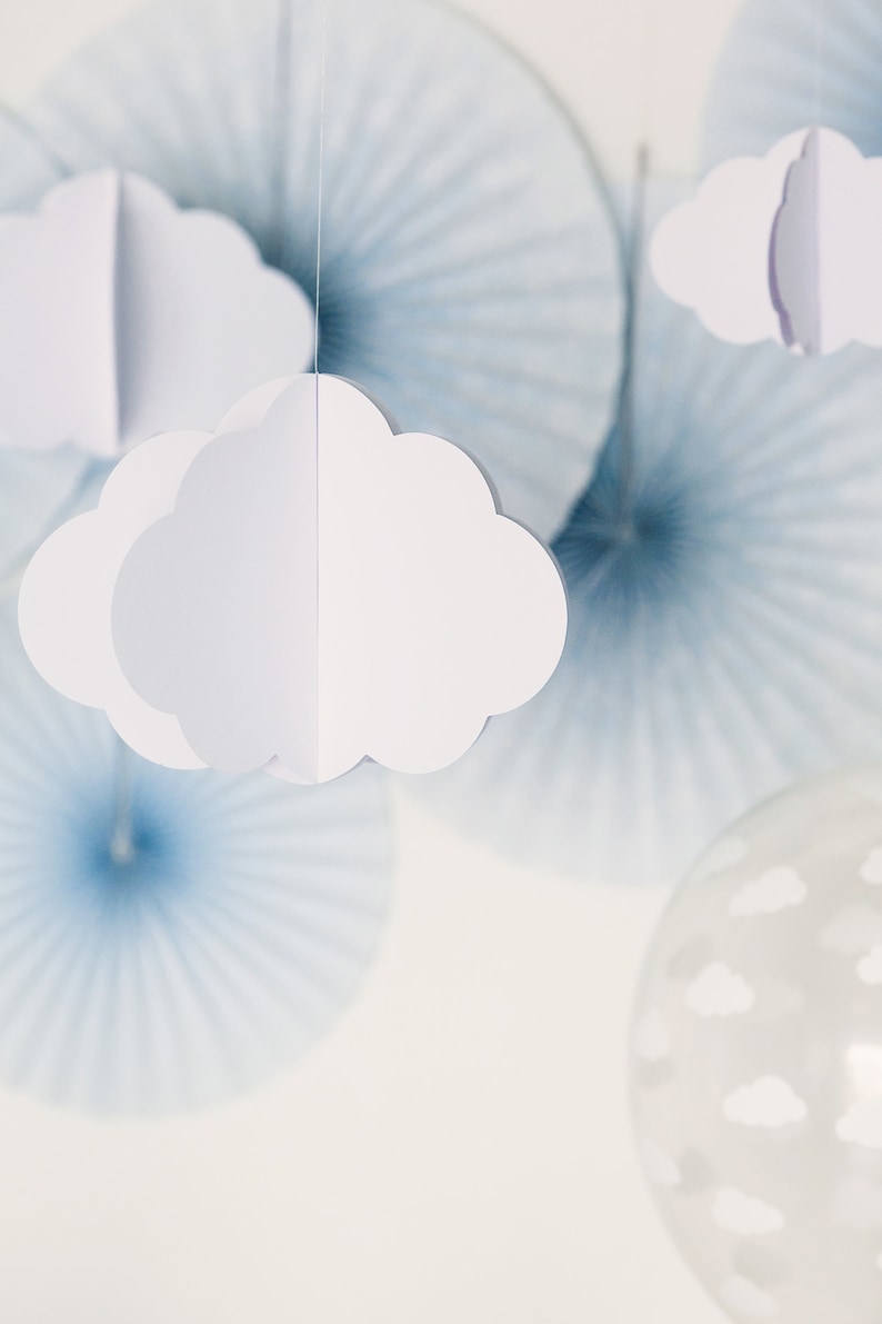 3 Hanging Clouds Decorations , 3D Mobile, Paper Clouds, Hanging Paper ...