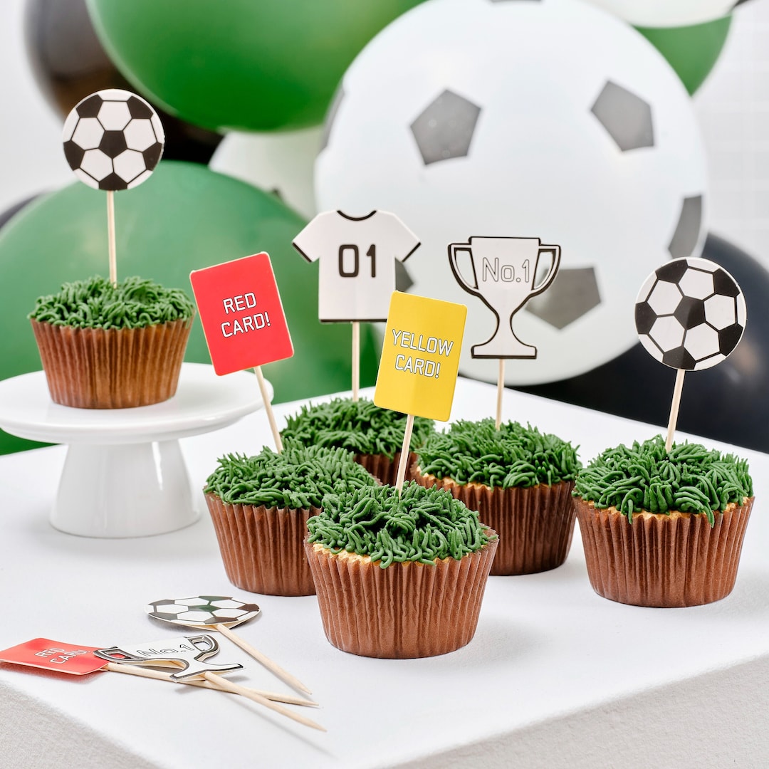 12 Football Cupcake Toppers, Football Boys Birthday Party, Football ...