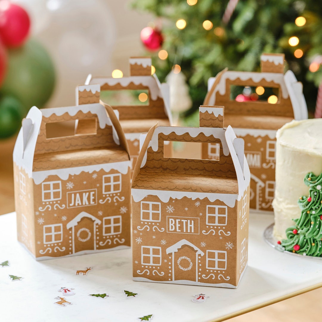 4 Customisable Gingerbread House Christmas Gift Boxes, Paper Gift Boxes ...