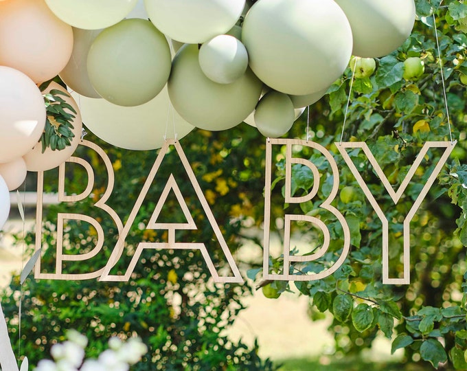 Large Wooden Baby Sign, Wooden Baby Shower Decor, Sage Green Baby ...
