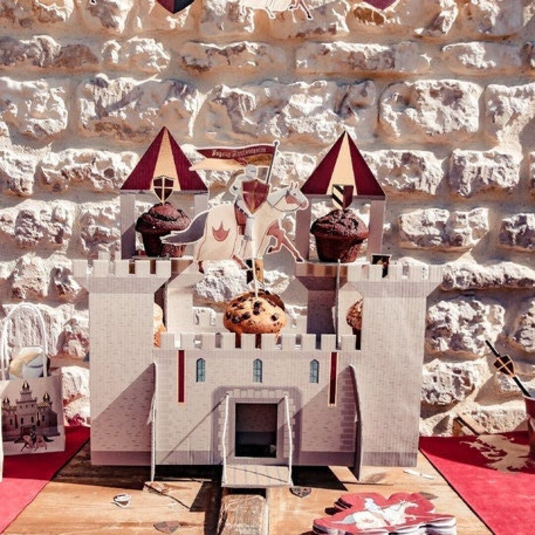 Medieval Castle Cupcake Stand, 3D Knights Castle Food Display, Red and ...
